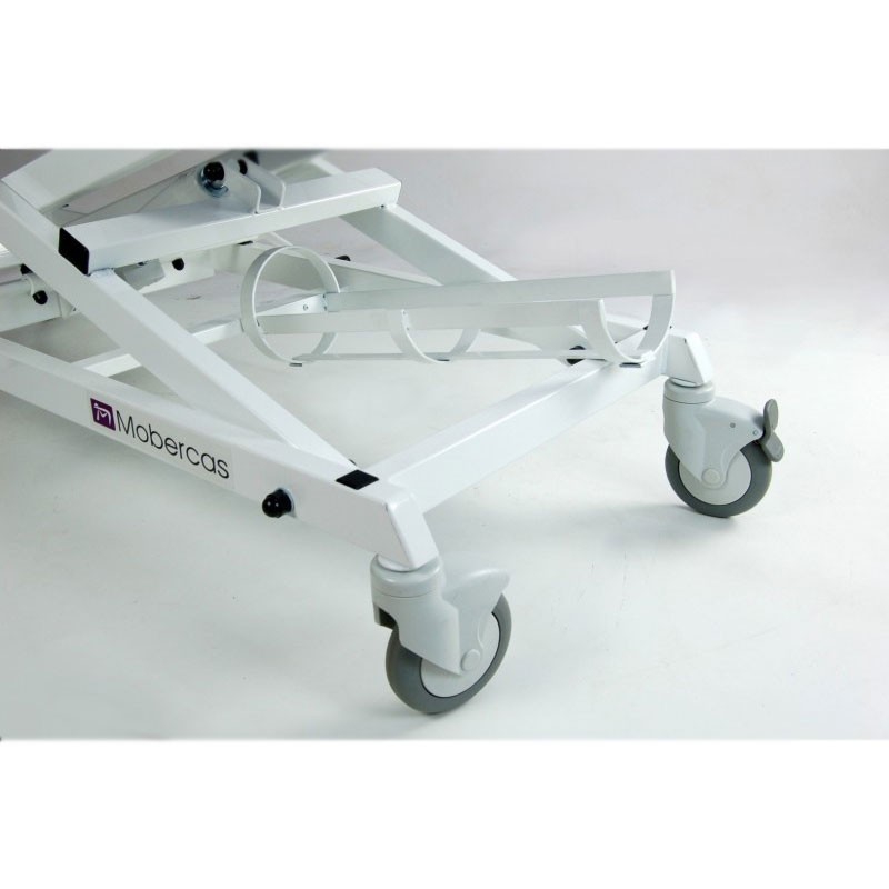 Hydraulic transfer cart: two bodies with railings, iv poles, bottle ...